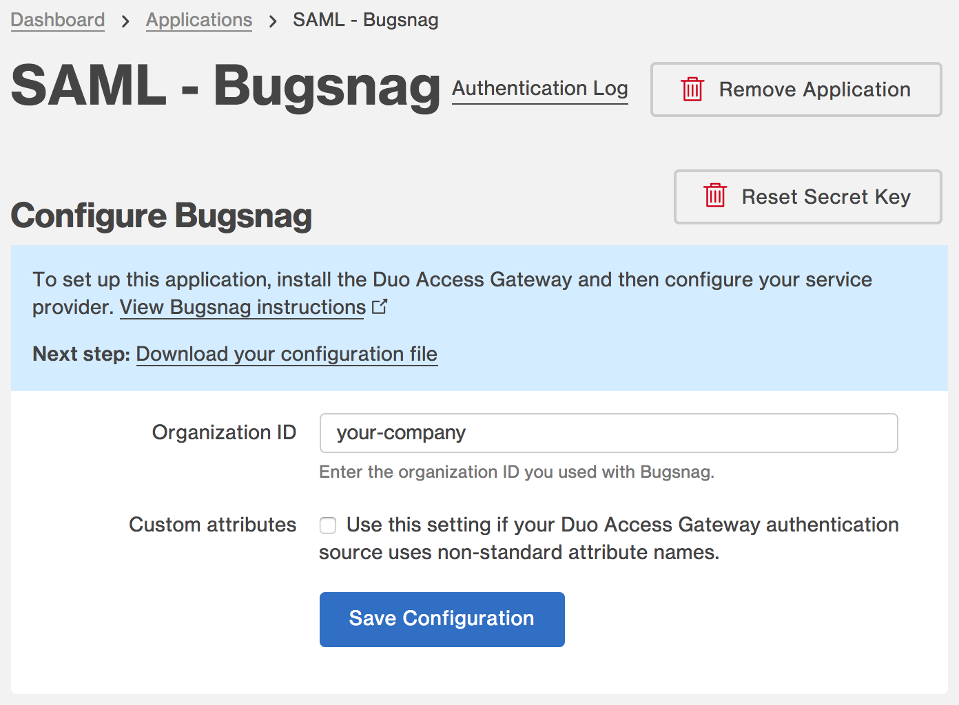 Protection for Bugsnag with Duo Access Gateway | Duo Security