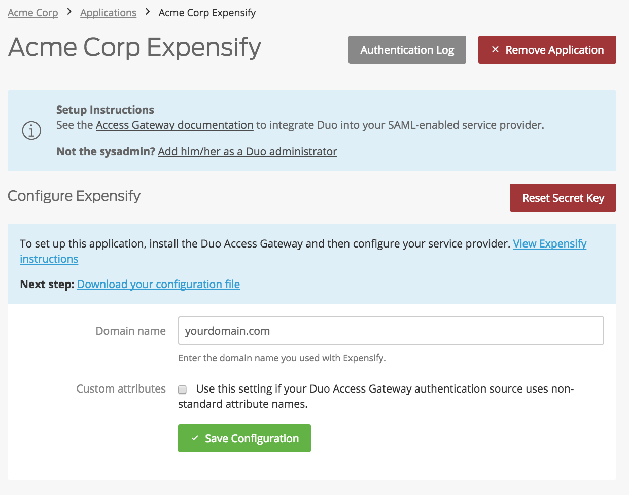 Duo Protection for Expensify with Duo Access Gateway | Duo Security